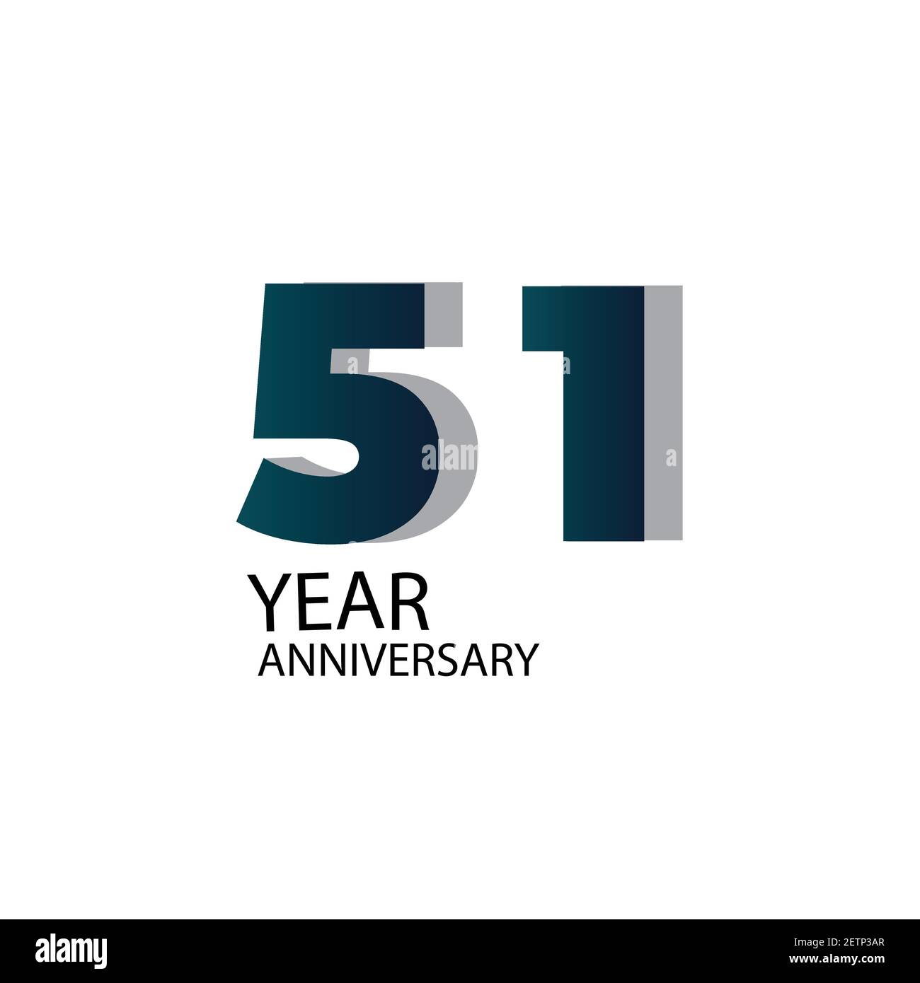 51 Year Anniversary Vector Template Design Illustration Blue Elegant ...