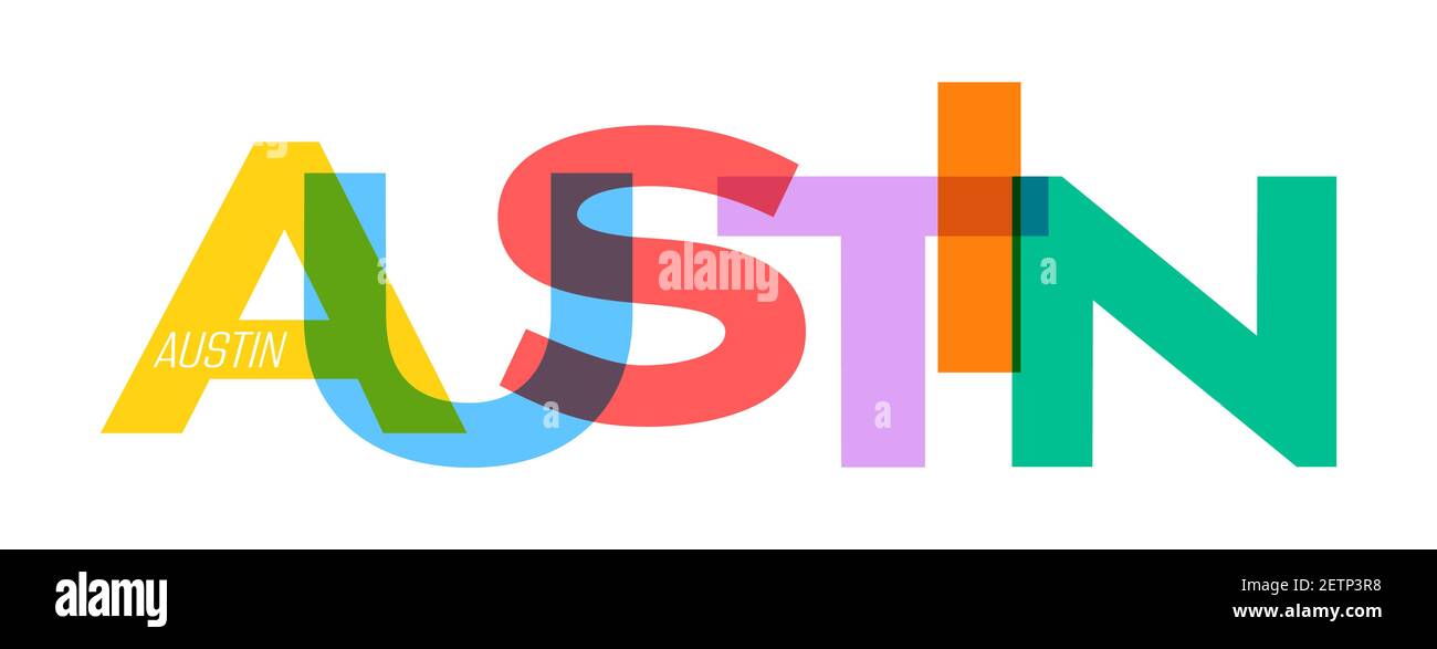 AUSTIN. Lettering on a white background. Vector design template for ...