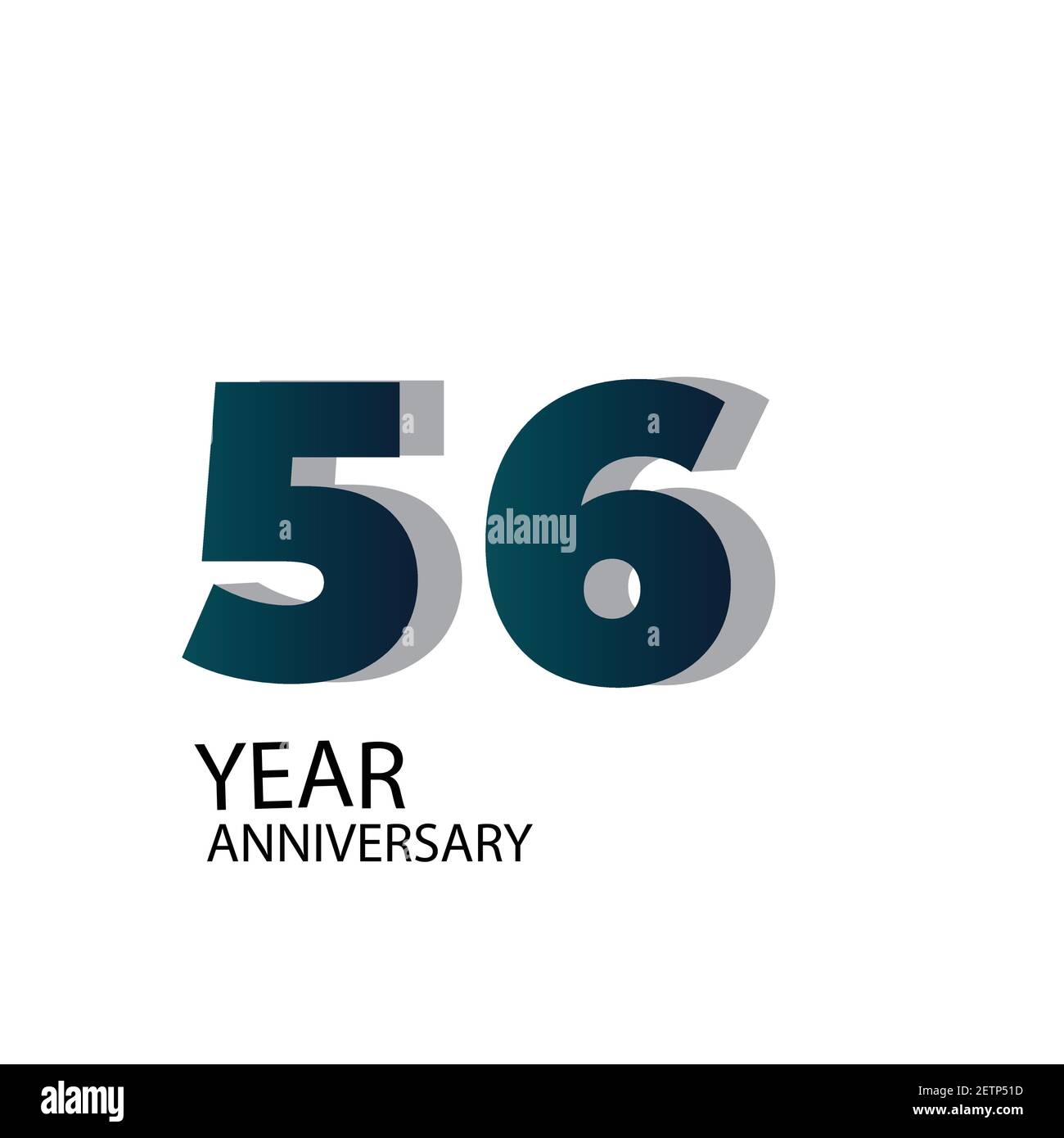 56 Year Anniversary Vector Template Design Illustration Blue Elegant ...