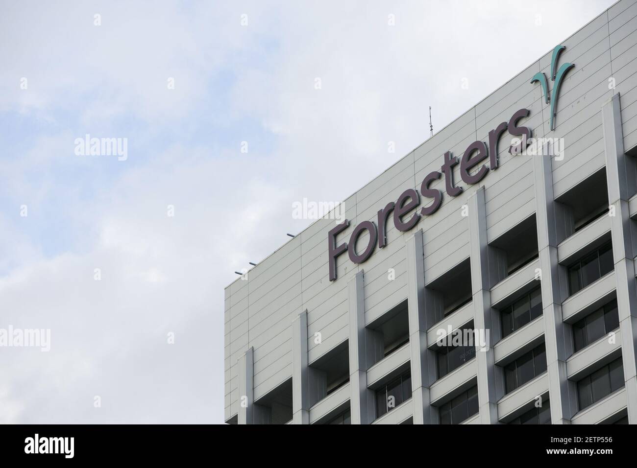 A logo sign outside of the headquarters of Foresters Financial in North ...