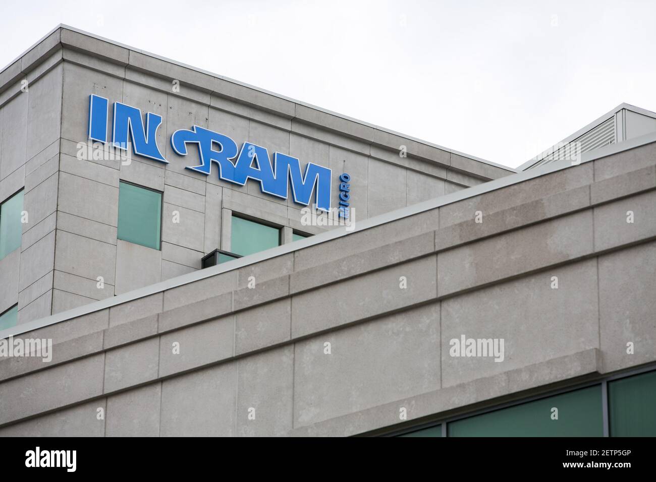 A logo sign outside of a facility occupied by Ingram Micro in ...
