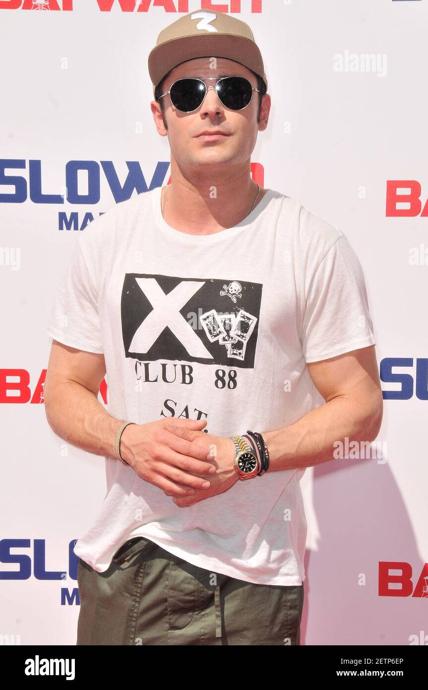 Zac Efron arrives at the "Baywatch" Slow Motion Marathon held at ...