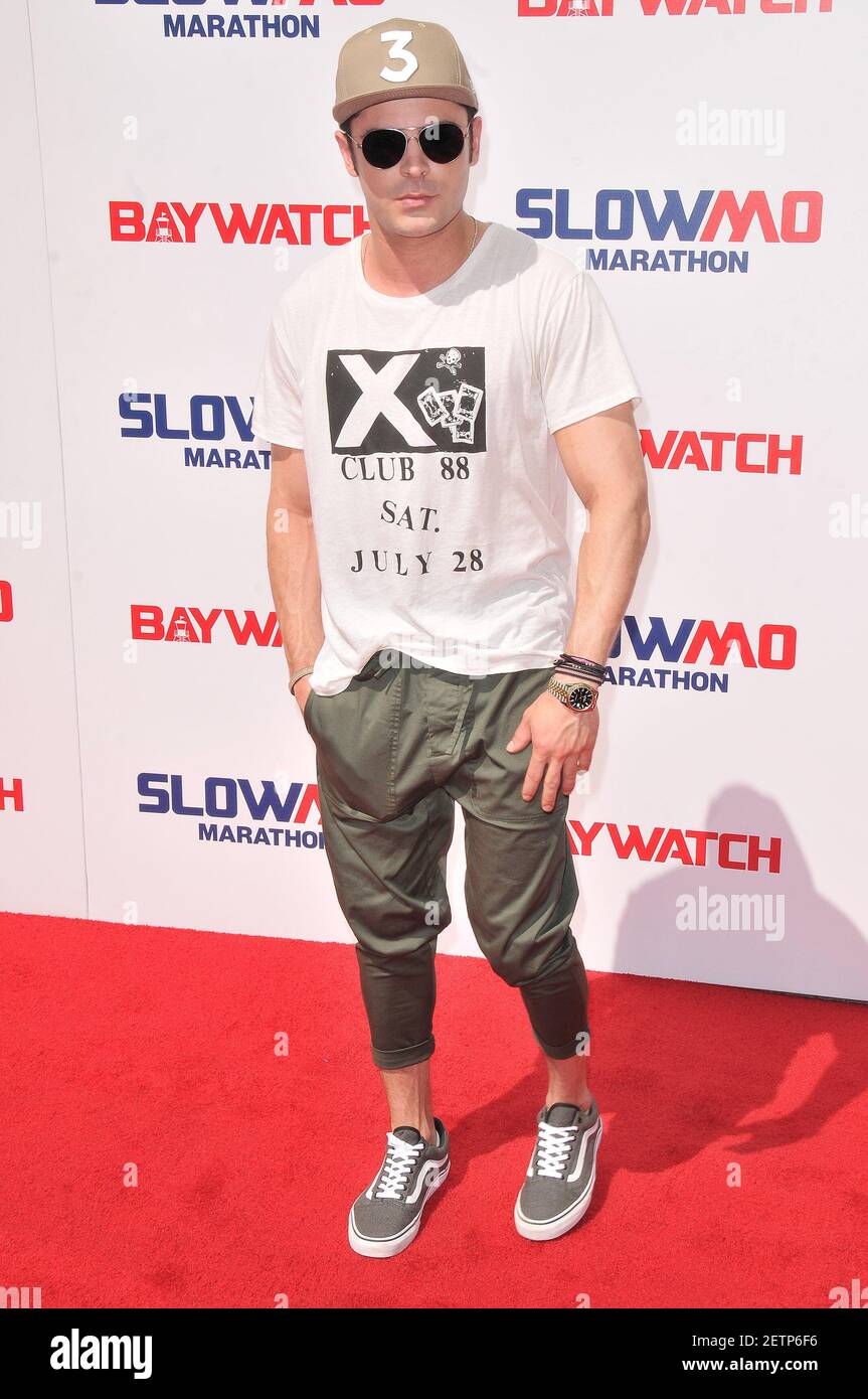 Zac Efron arrives at the "Baywatch" Slow Motion Marathon held at ...