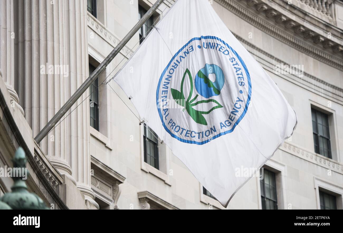 UNITED STATES - APRIL 22: A flag hangs over an entrance to the ...
