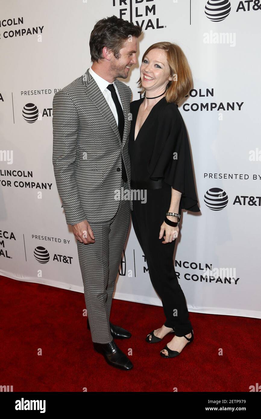 Actor Dan Stevens (L) and wife Susie Hariet attend the 2017 Tribeca ...