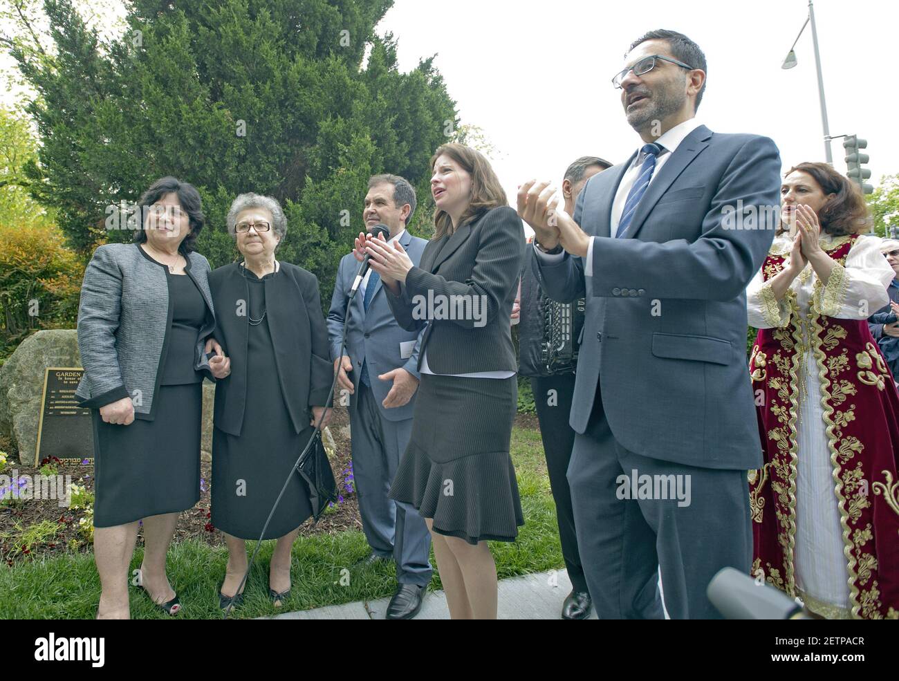 Several hundred people gather Sunday, April 23, 2017 at Washington, DC ...