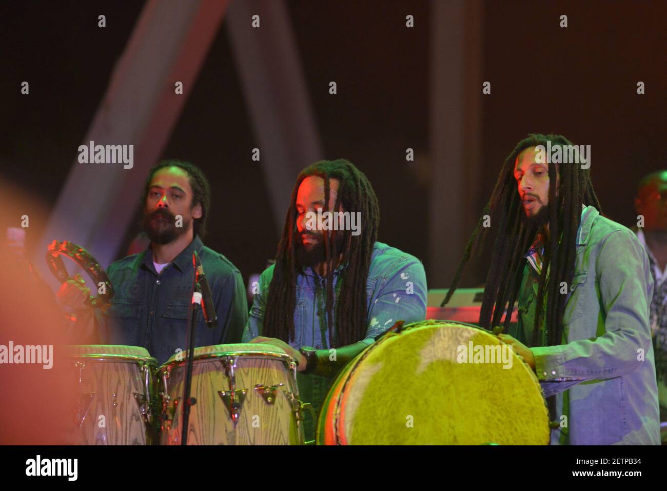 MIAMI, FL - APRIL 22: Damian Marley, Ky-Mani Marley and Julian Marley ...