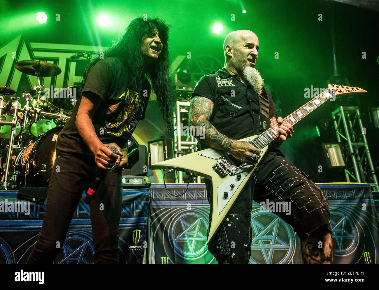 Musicians Joey Belladonna and Scott Ian of Anthrax perform at the ...