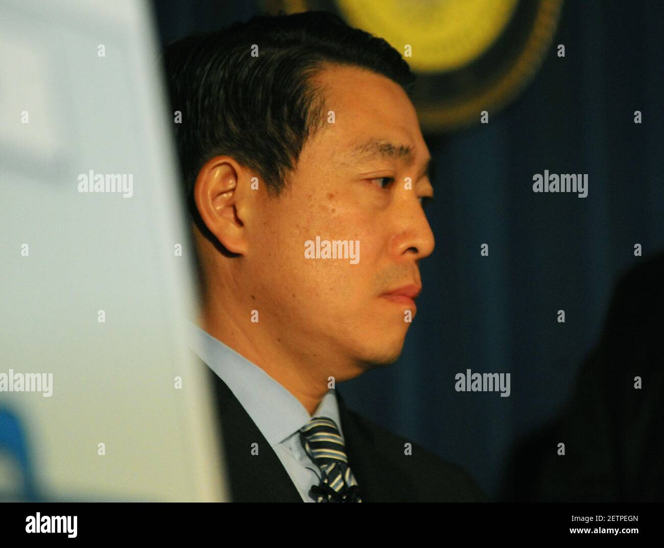 Acting US Attorney Joon H. Kim announces the arrest of former police ...