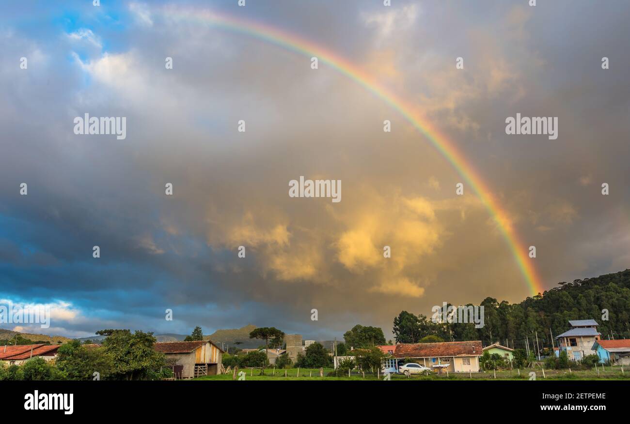 A rainbow in the city of Urubici, SC, Brazil Stock Photo - Alamy