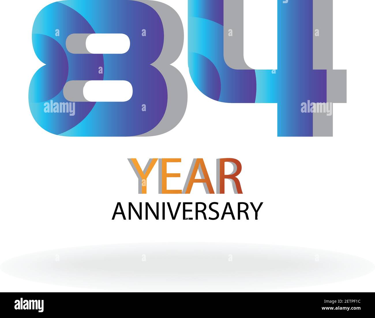84 Year Anniversary Vector Template Design Illustration Blue Elegant ...
