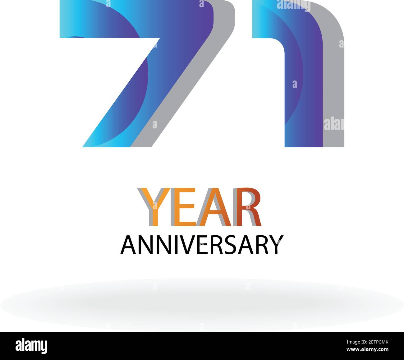 71 Year Anniversary Vector Template Design Illustration Blue Elegant ...