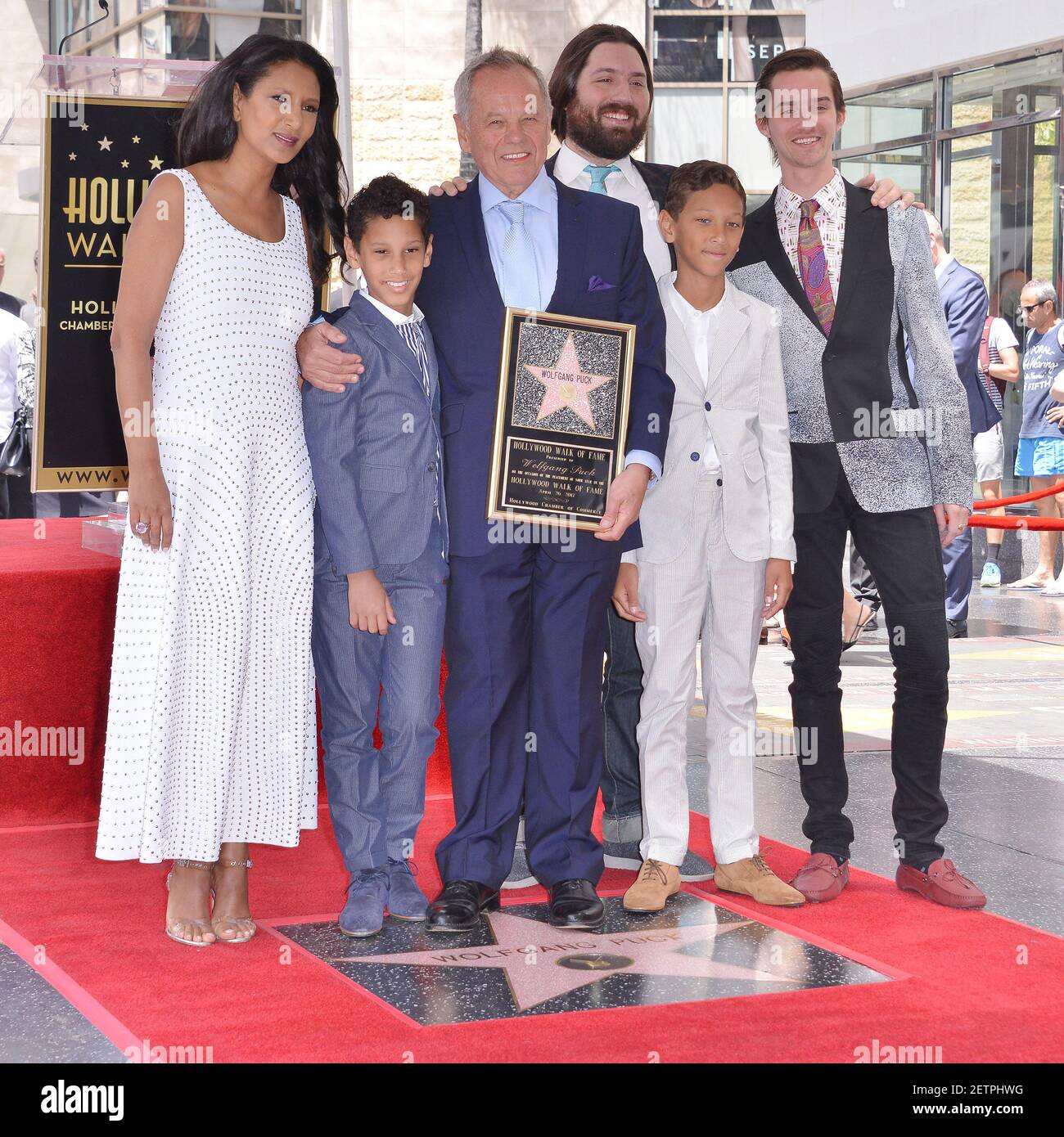 (L-R) Gelila Assefa, Oliver Wolfgang Puck, Wolfgang Puck Cameron Puck ...