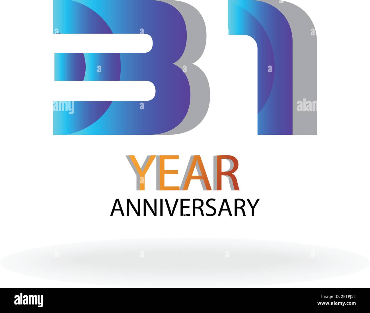 31 Year Anniversary Vector Template Design Illustration Blue Elegant ...
