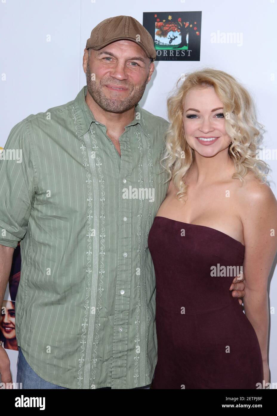 Randy Couture and Mindy Robinson at the Warner Bros. "American Wrestler ...