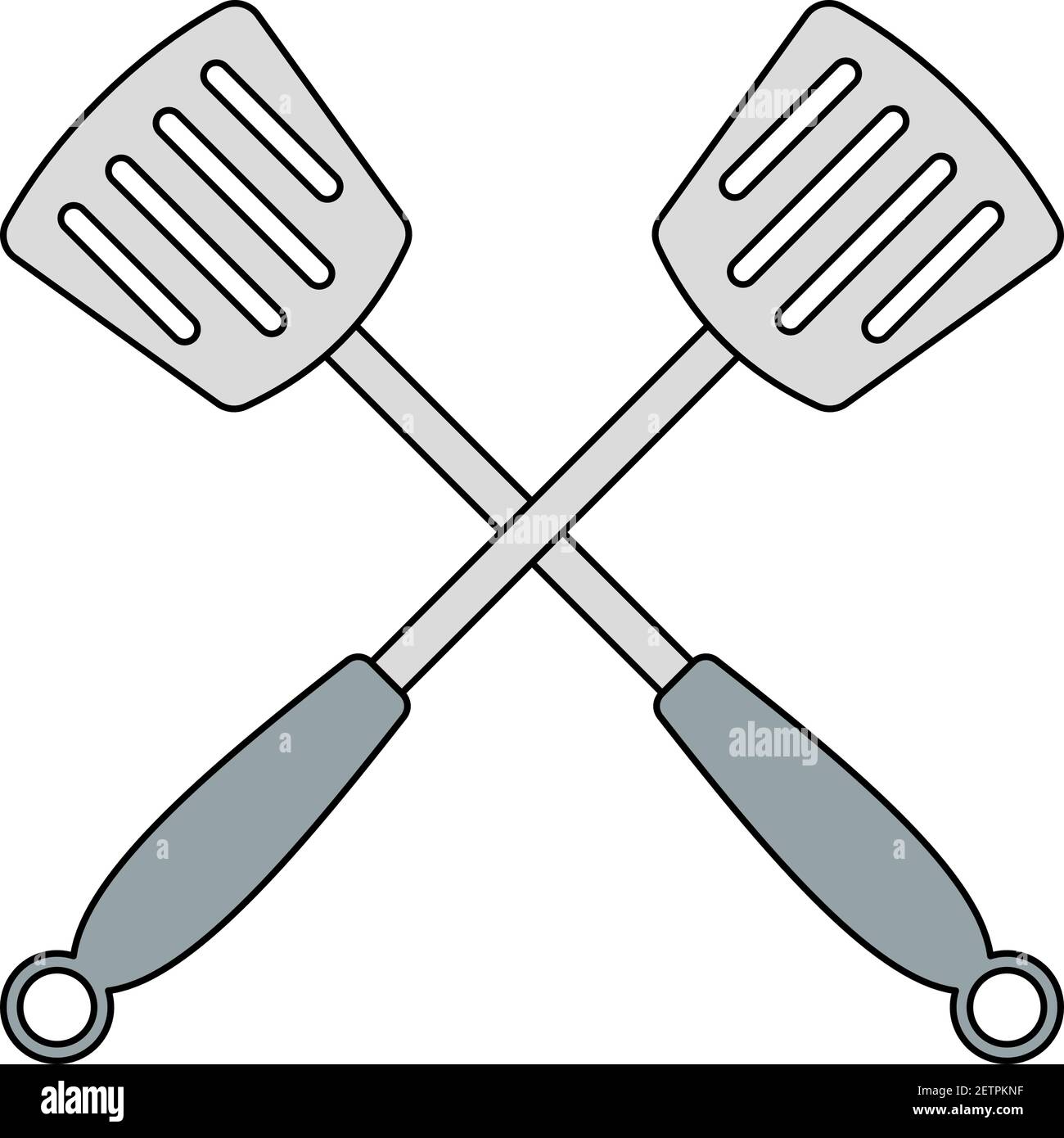 Crossed Frying Spatula. Editable Outline With Color Fill Design. Vector ...