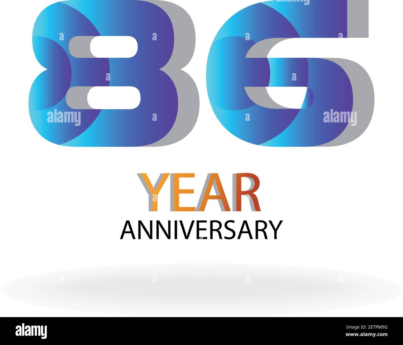 86 Year Anniversary Vector Template Design Illustration Blue Elegant ...