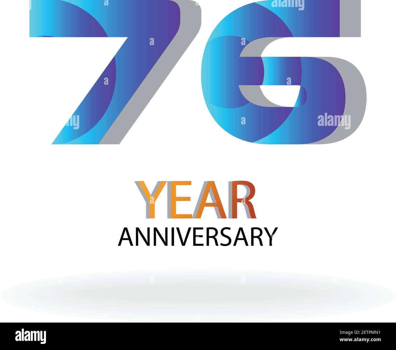 76 Year Anniversary Vector Template Design Illustration Blue Elegant ...