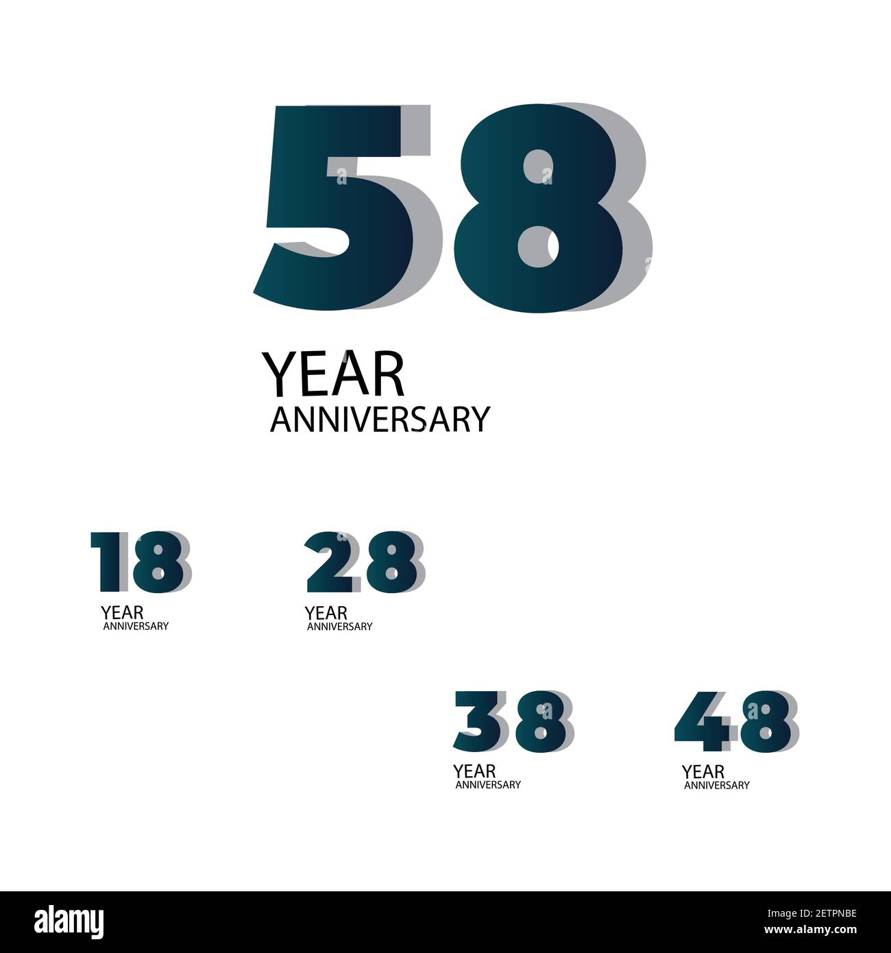 Set Year Anniversary Vector Template Design Illustration Blue Elegant ...