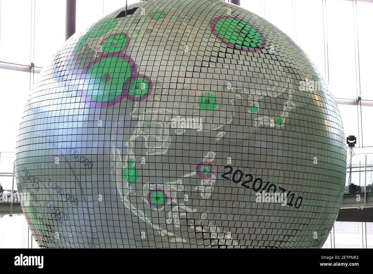 March 2, 2021, Tokyo, Japan - A large spherical OLED display in 6 ...