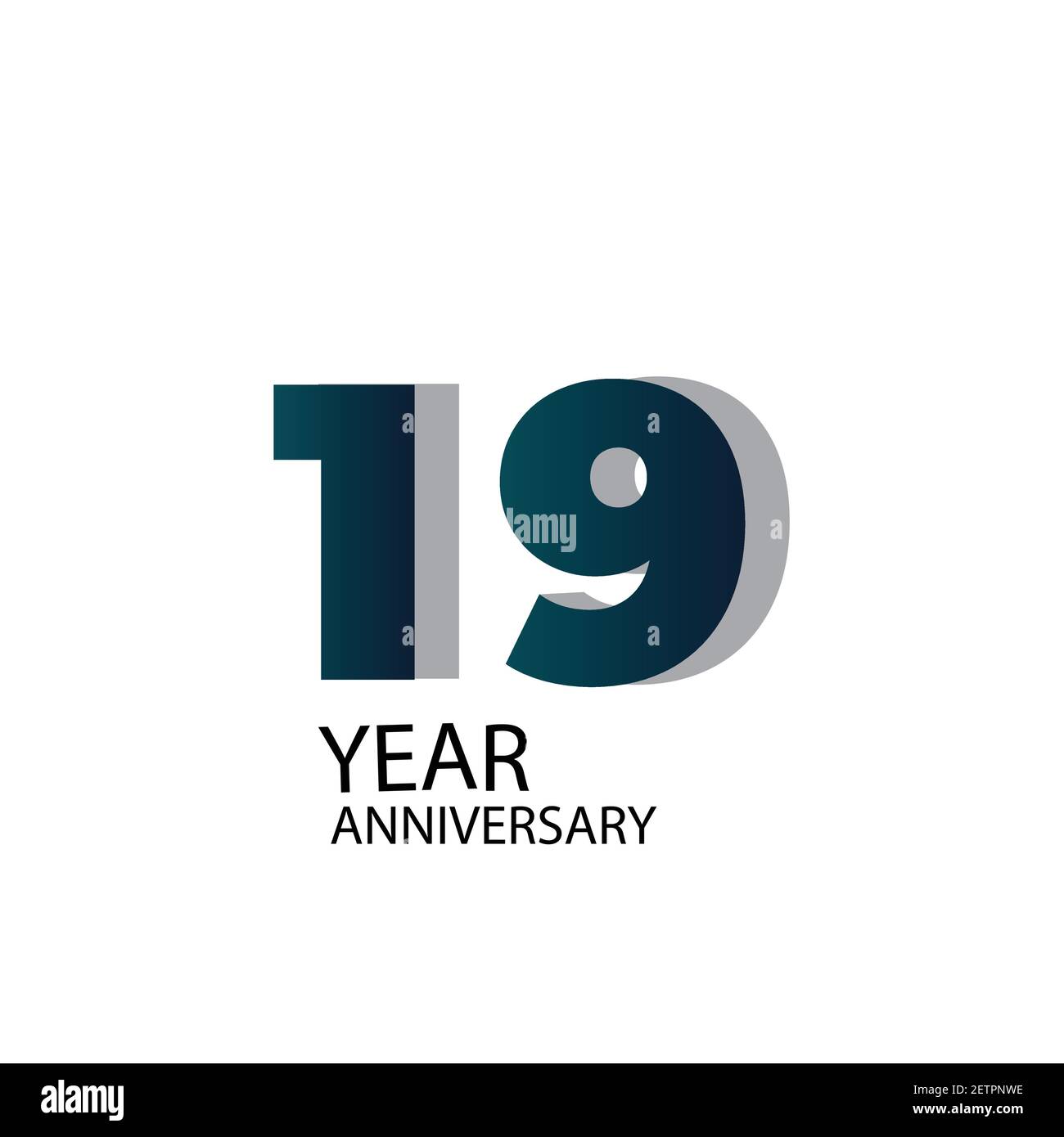 19 Year Anniversary Vector Template Design Illustration Blue Elegant ...
