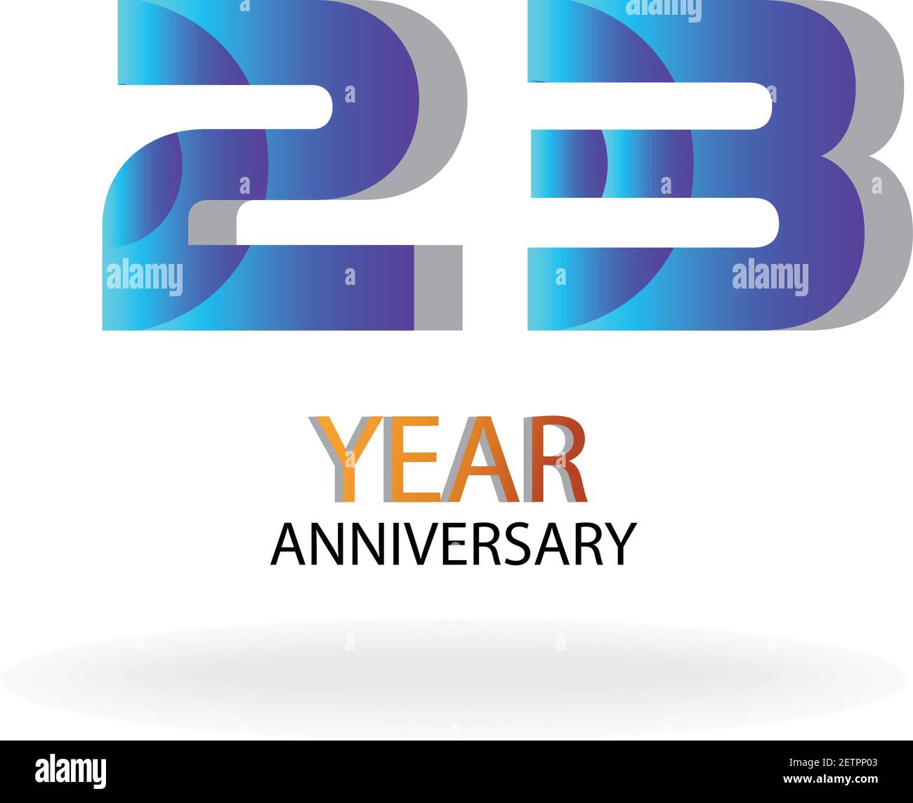23 Year Anniversary Vector Template Design Illustration Blue Elegant ...