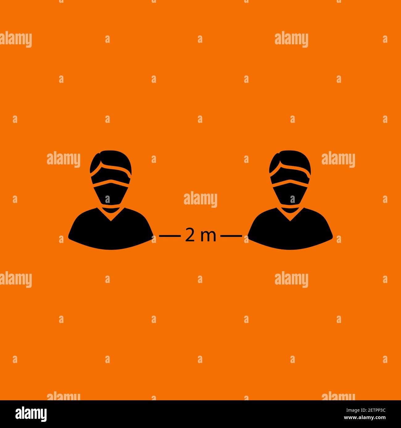 Social Distance Icon. Black on Orange Background. Vector Illustration ...