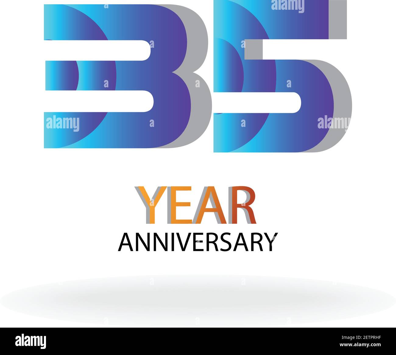 35 Year Anniversary Vector Template Design Illustration Blue Elegant ...