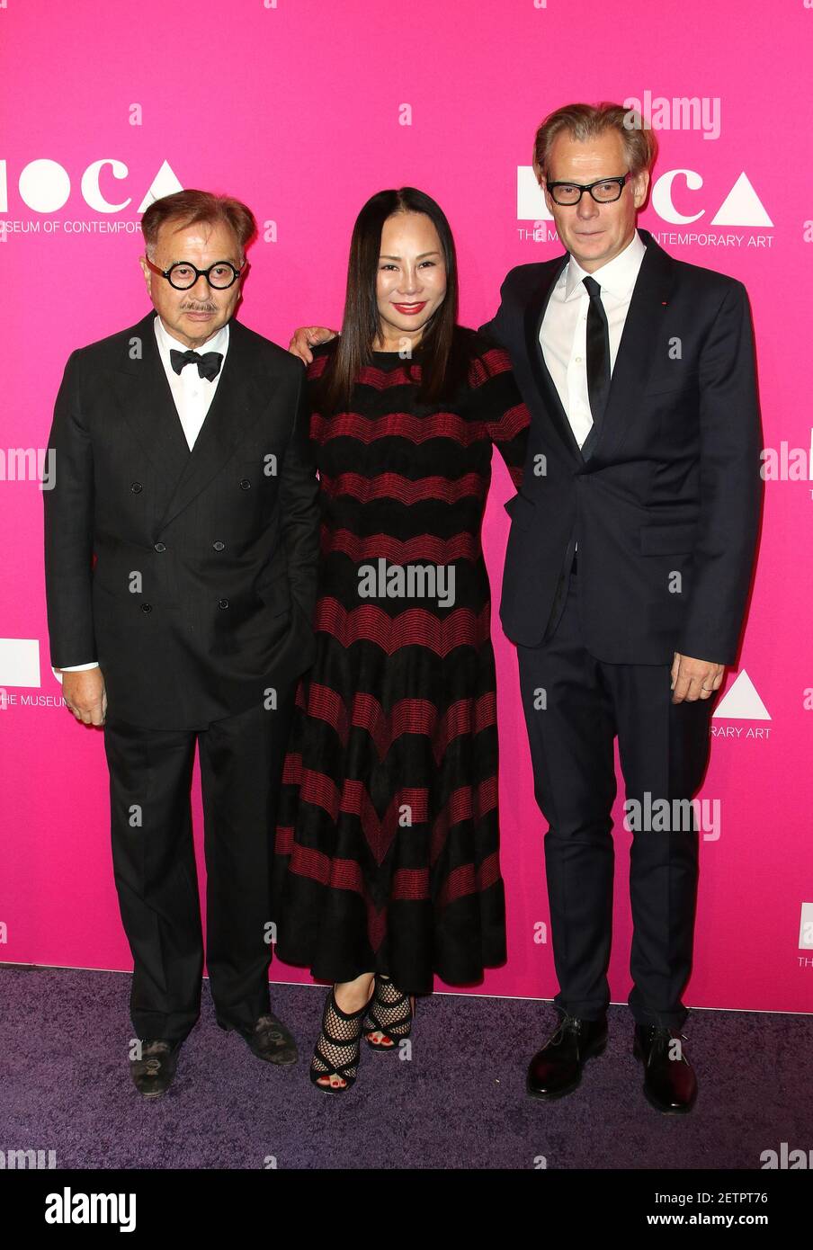 Michael Chow (L), Eva Chow and Philippe Vergne at MOCA Gala 2017 held ...