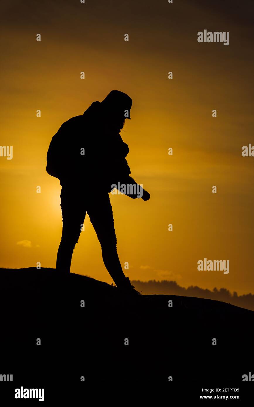 sunset at Argimusco mount Etna Sicily Stock Photo - Alamy
