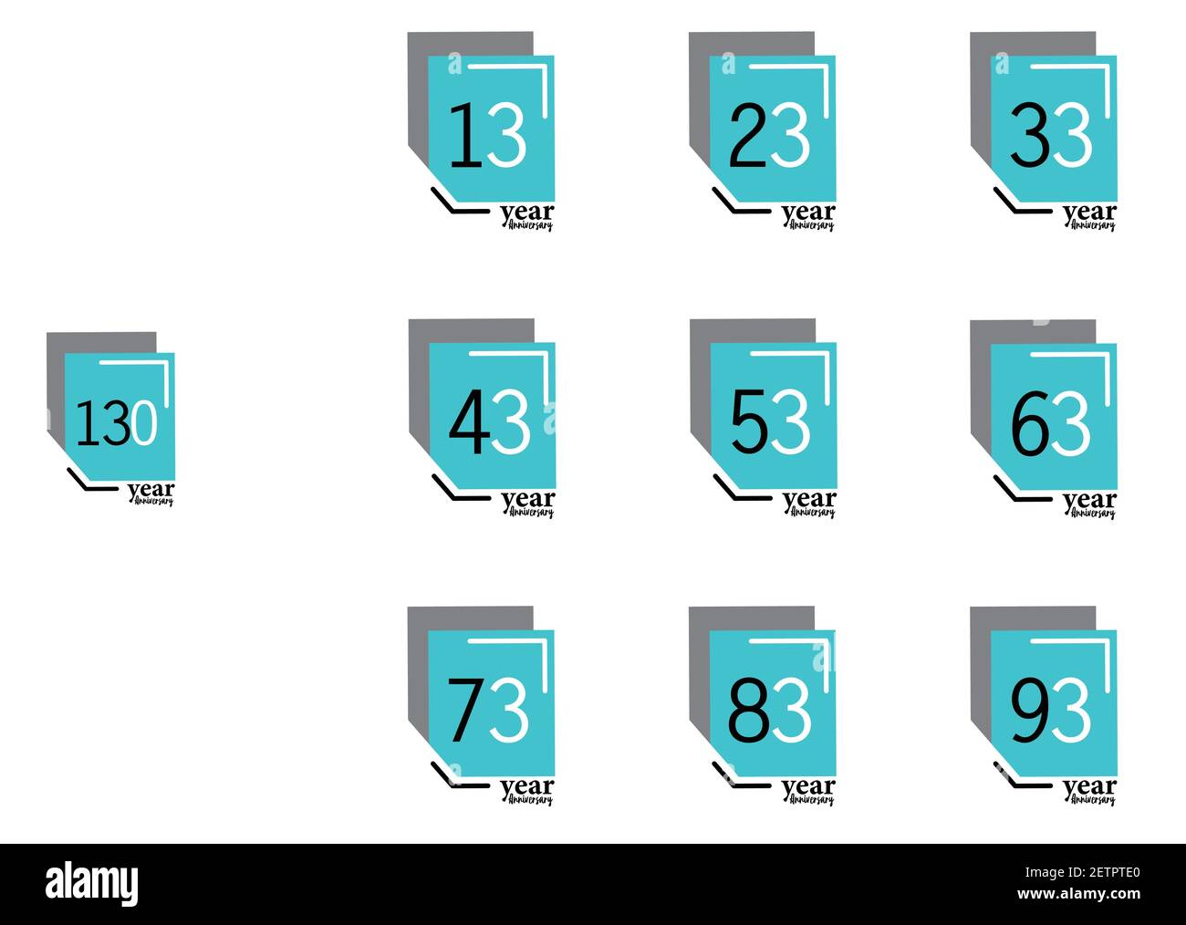 set Year Anniversary Vector Template Design Illustration Blue Box ...