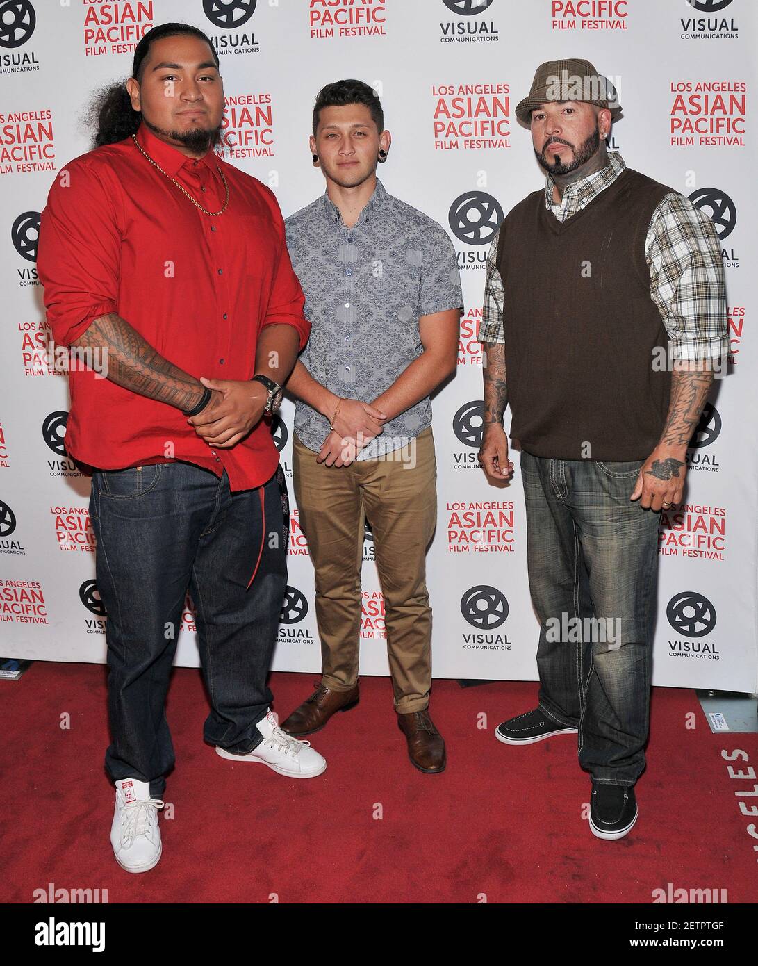 (L-R) Actors Andrew Magallanes, X-Zavier Gray and Louie Ledesma ...