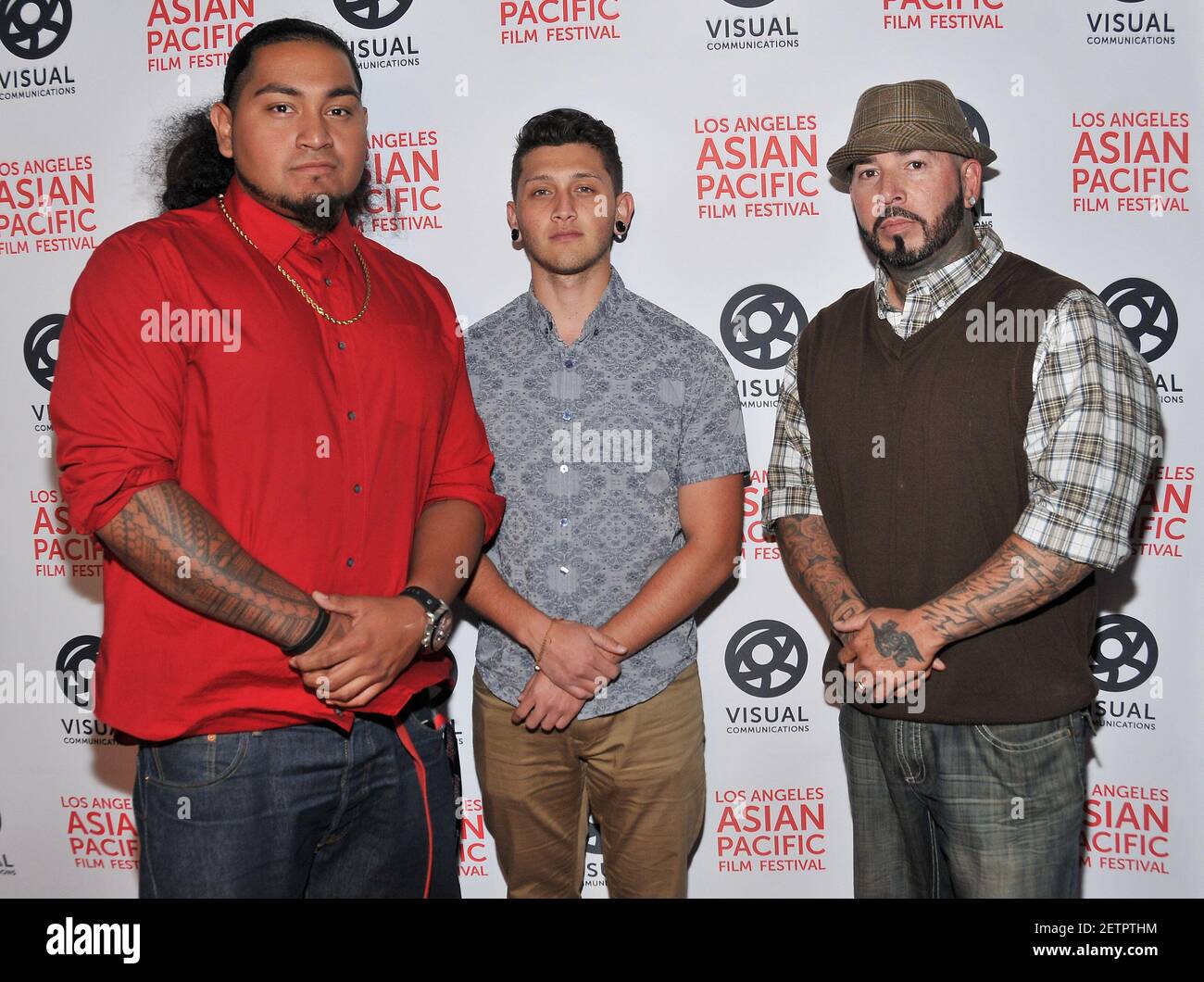 (L-R) Actors Andrew Magallanes, X-Zavier Gray and Louie Ledesma ...