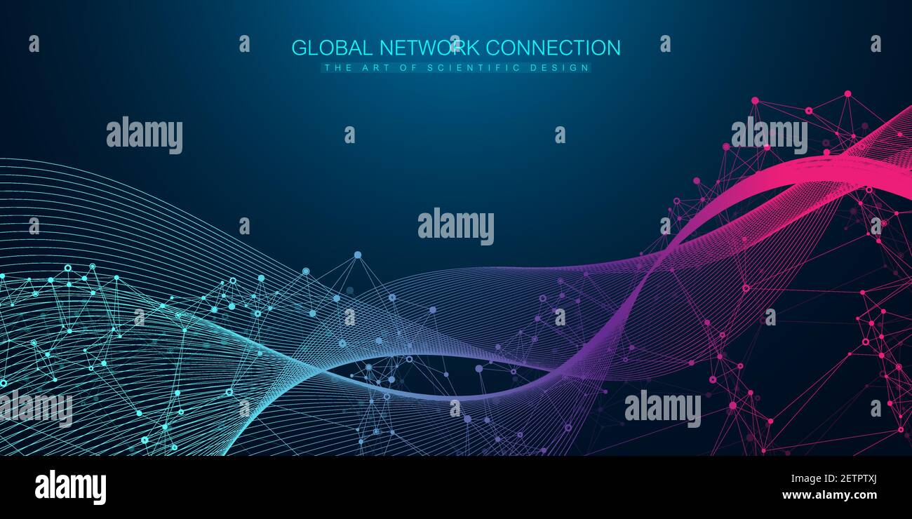 Geometric abstract background with connected lines and dots ...