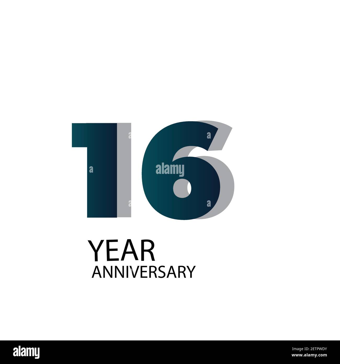 16 Year Anniversary Vector Template Design Illustration Blue Elegant ...