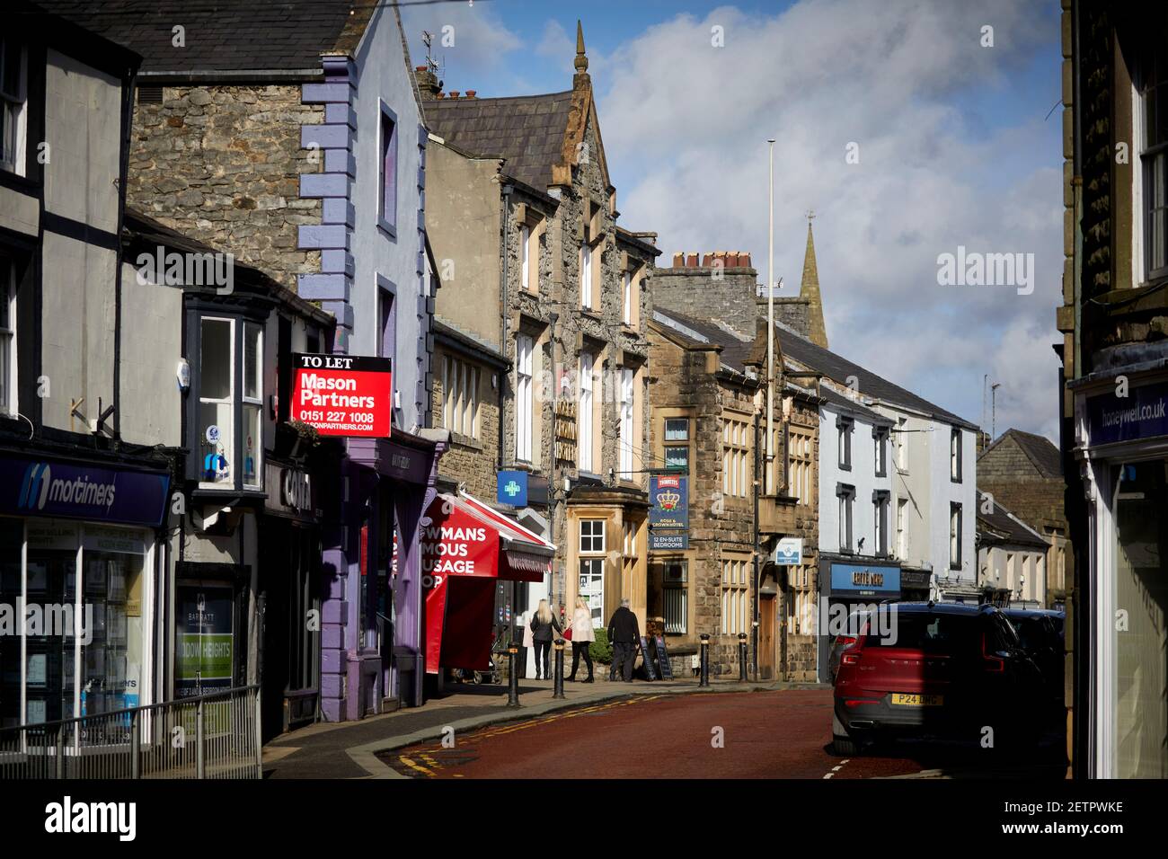Independent shops on castle Street in Clitheroe town Ribble Valley in ...