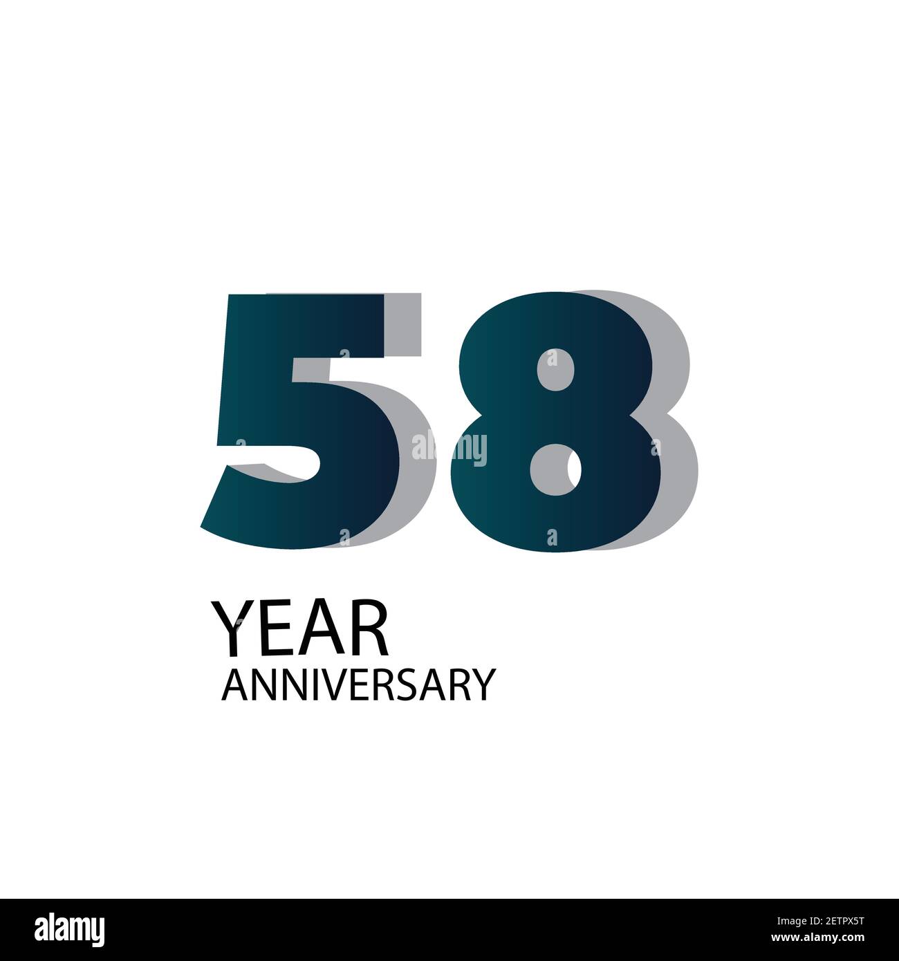 58 Year Anniversary Vector Template Design Illustration Blue Elegant ...