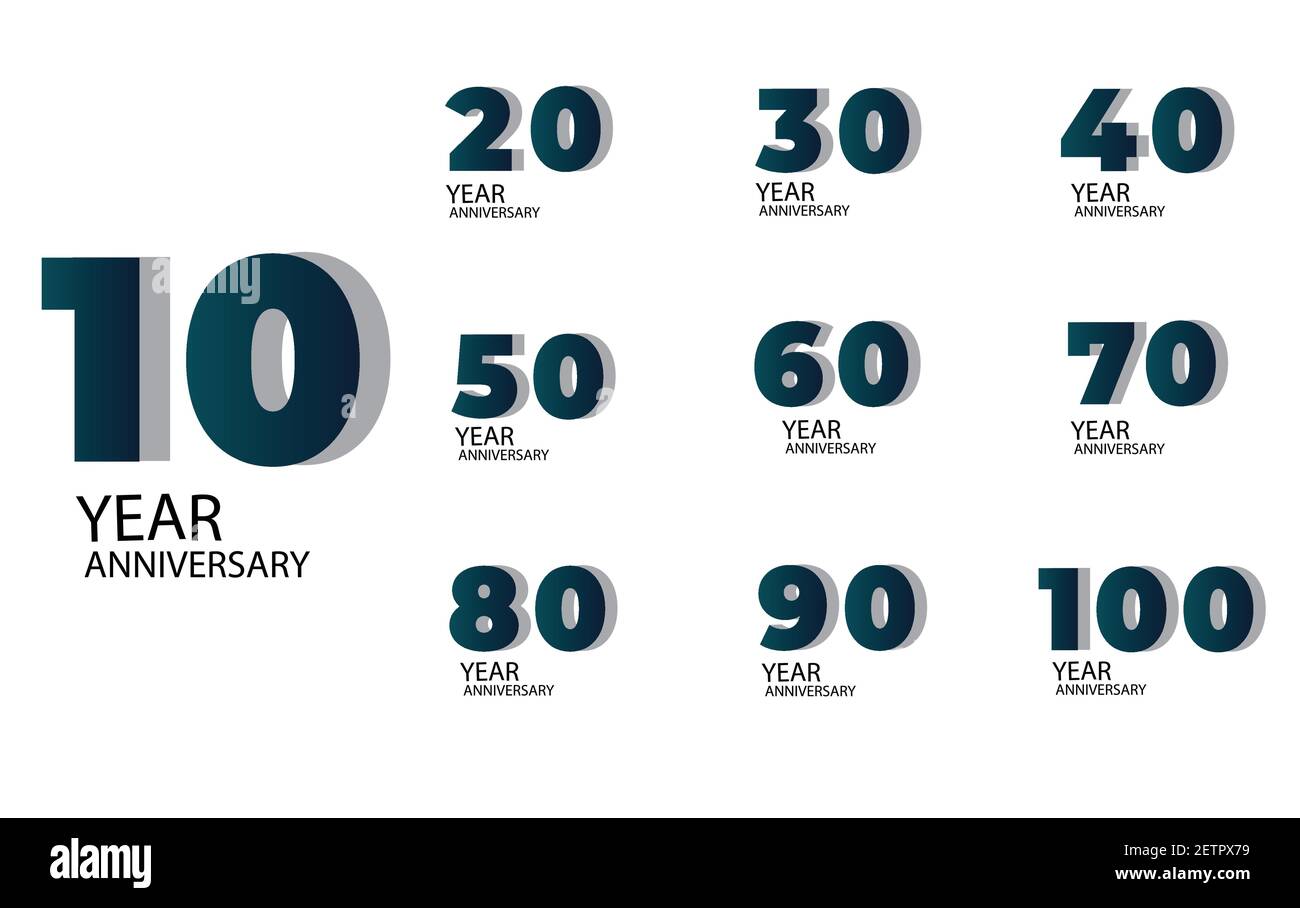 Set Year Anniversary Vector Template Design Illustration Blue Elegant ...