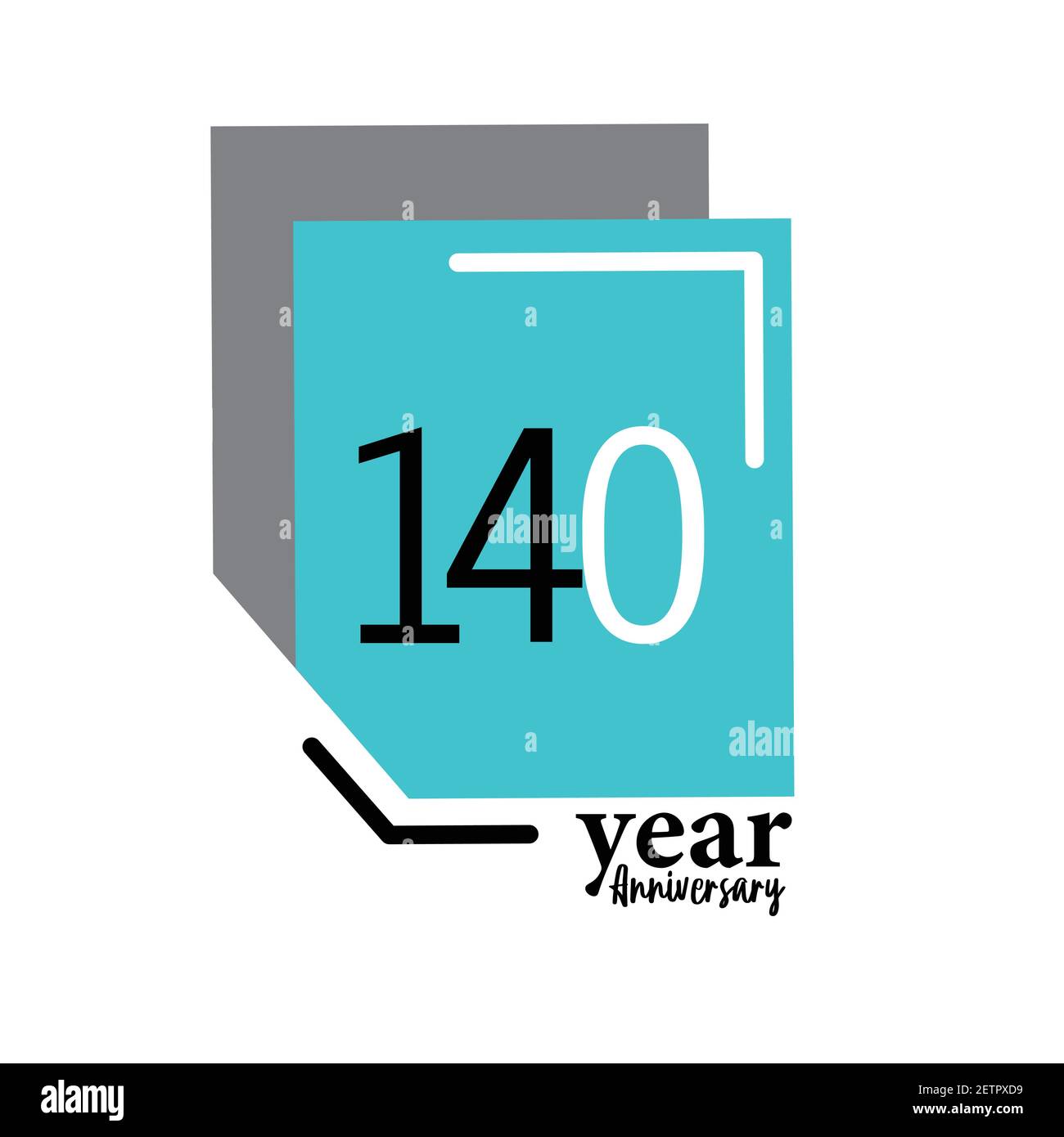 140 Year Anniversary Vector Template Design Illustration Blue Box ...