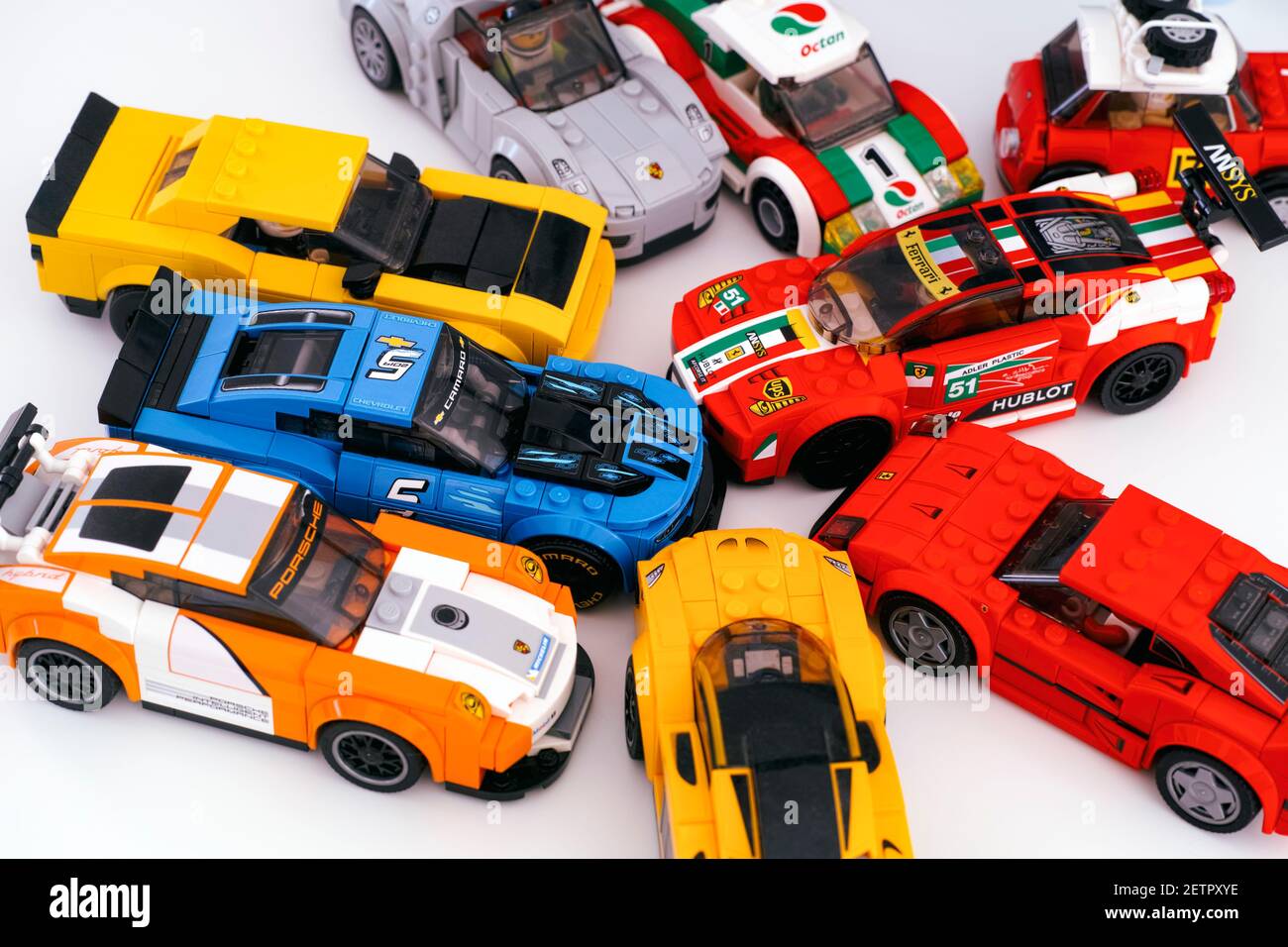 Tambov, Russian Federation - February 14, 2021 Lego Speed Champions. A ...
