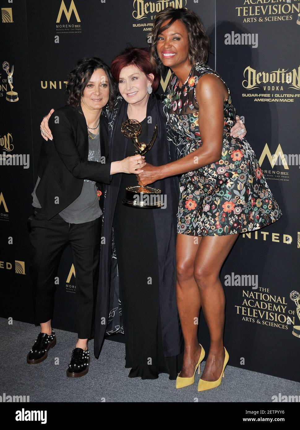 (L-R) Sara Gilbert, Sharon Osbourne and Aisha Tyler backstage at the ...