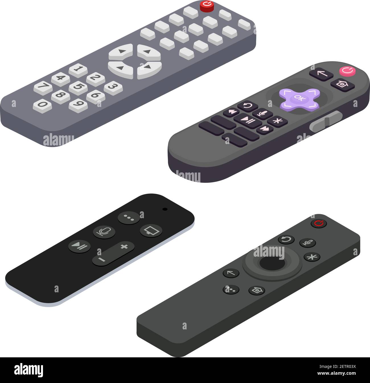 Remote icons set. Isometric set of remote vector icons for web design ...