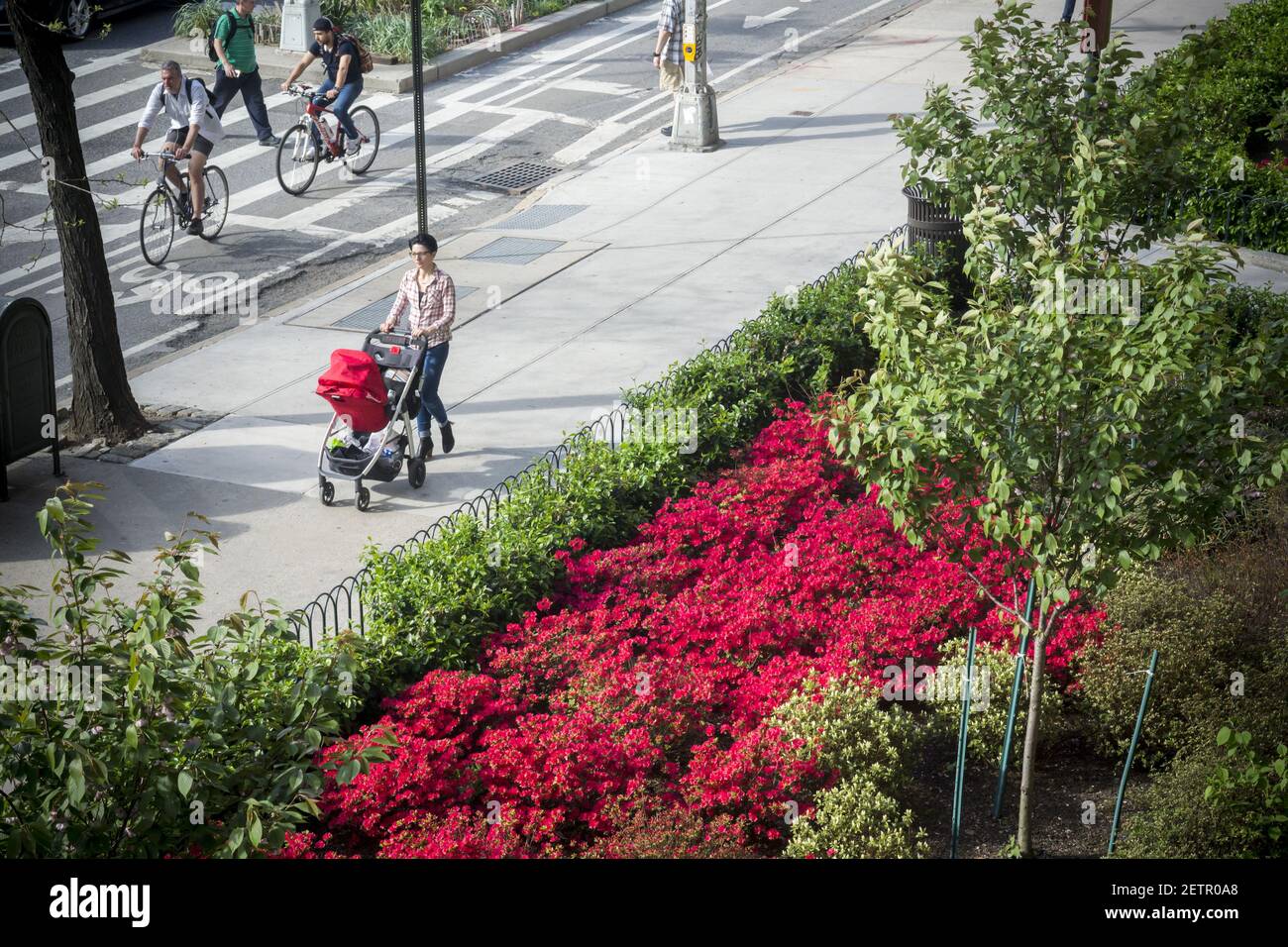 The entrance to an apartment building in in Chelsea in New York is ...
