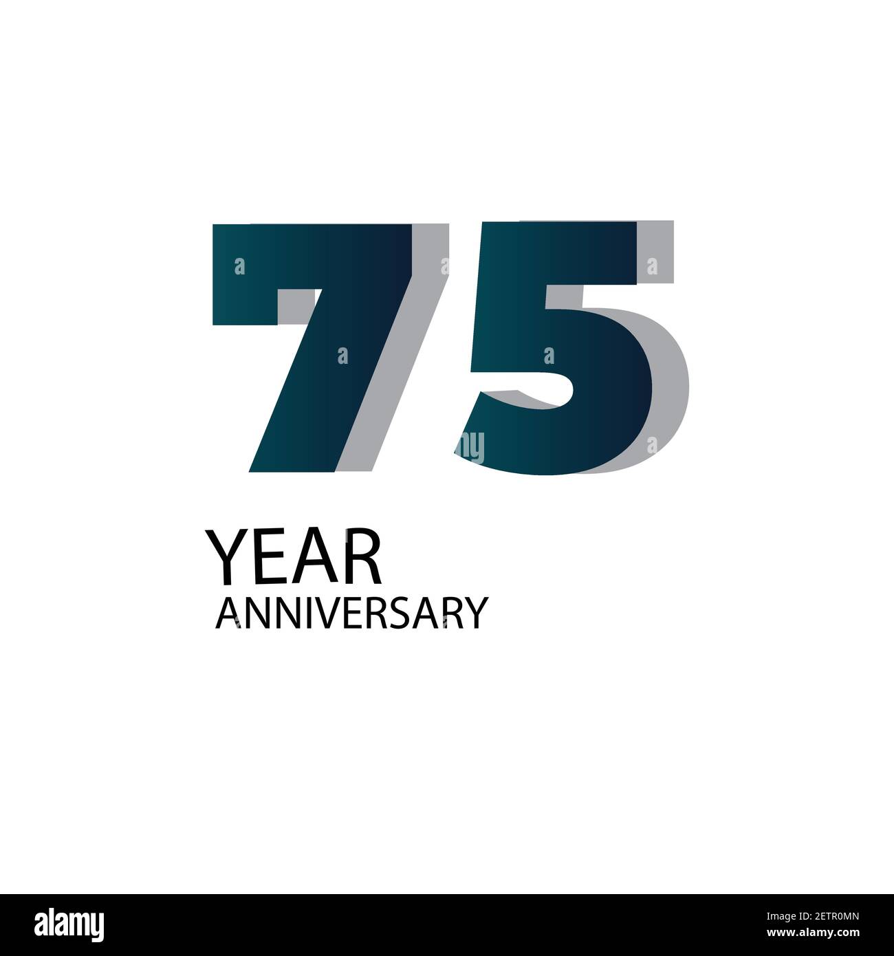 75 Year Anniversary Vector Template Design Illustration Blue Elegant ...