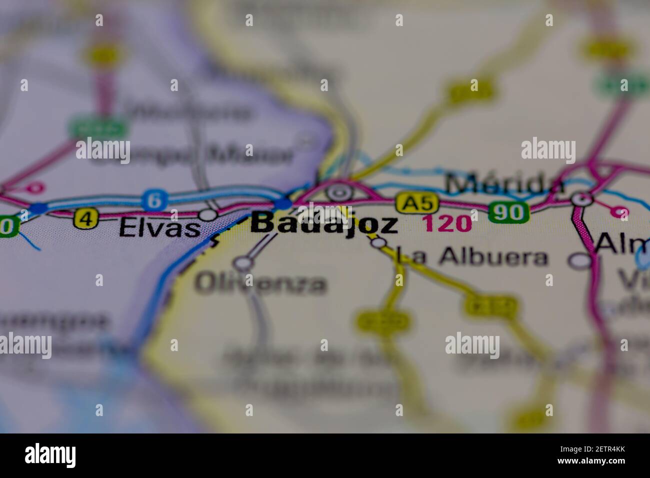 Badajoz Shown on a road map or Geography map and atlas Stock Photo - Alamy