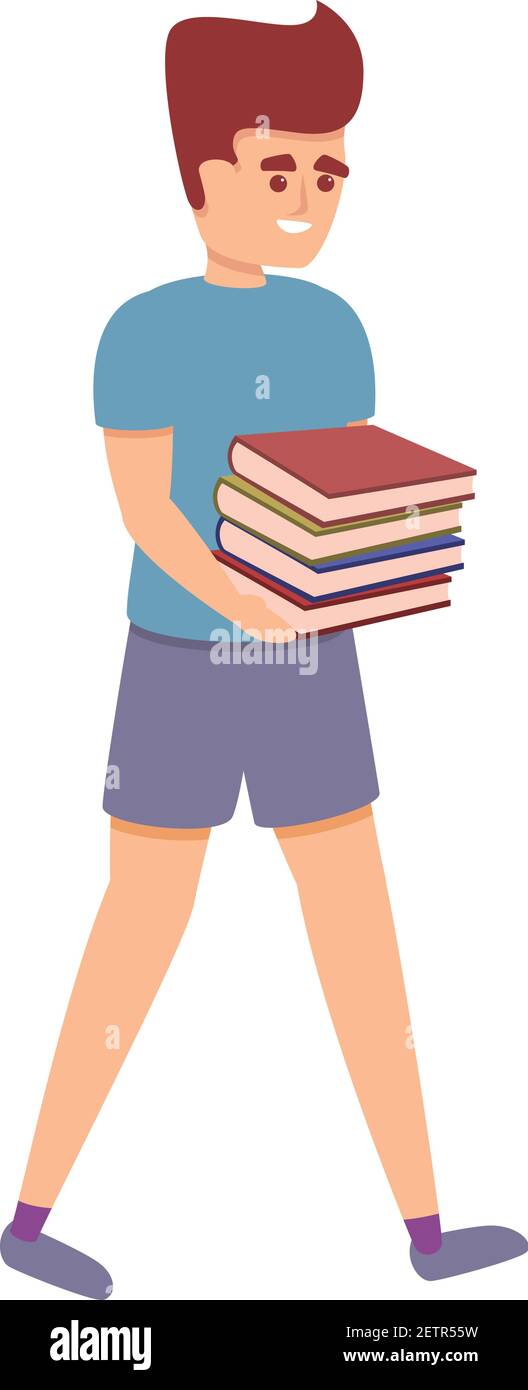 Boy carry books icon. Cartoon of boy carry books vector icon for web ...