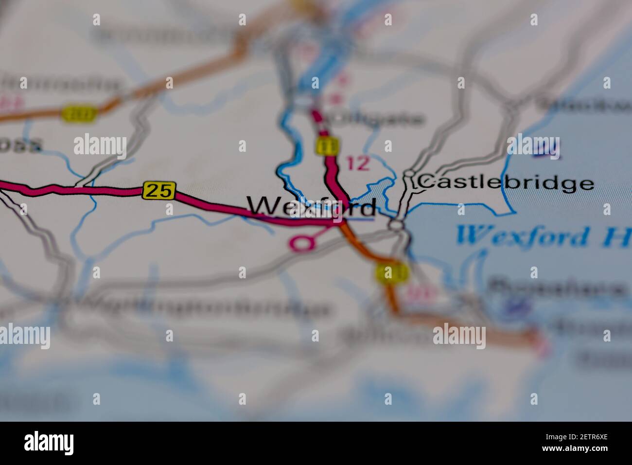 Wexford Shown on a road map or Geography map and atlas Stock Photo - Alamy