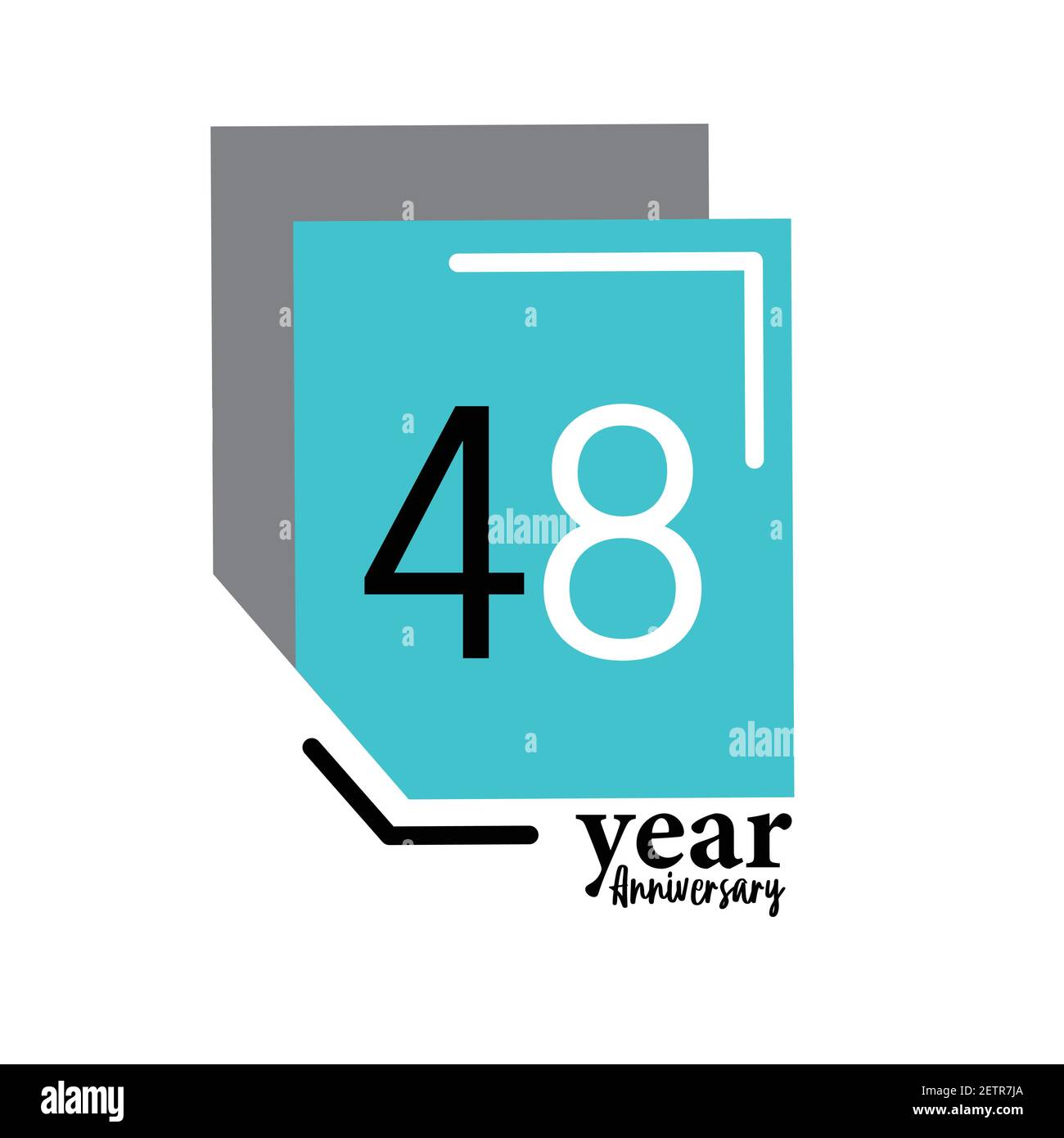 48 Year Anniversary Vector Template Design Illustration Blue Box ...