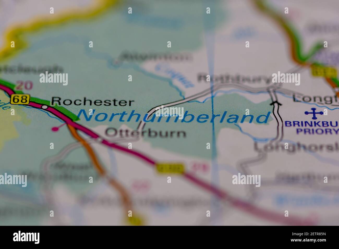 Northumberland Shown on a road map or Geography map and atlas Stock ...