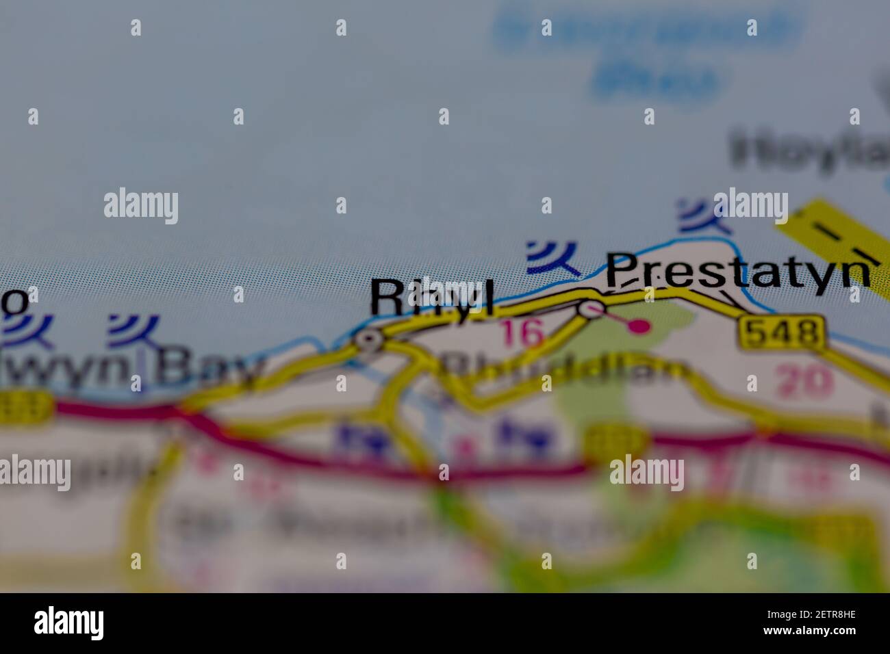 Rhyl Shown on a road map or Geography map and atlas Stock Photo - Alamy